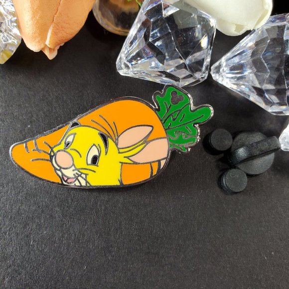 Disney | Jewelry | Disney Park Hidden Mickey Winnie The Pooh Rabbit Carrot Pin | Poshmark